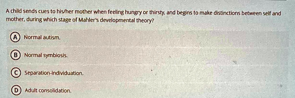 A child sends cues to his/her mother when feeling hungry or thirsty ...