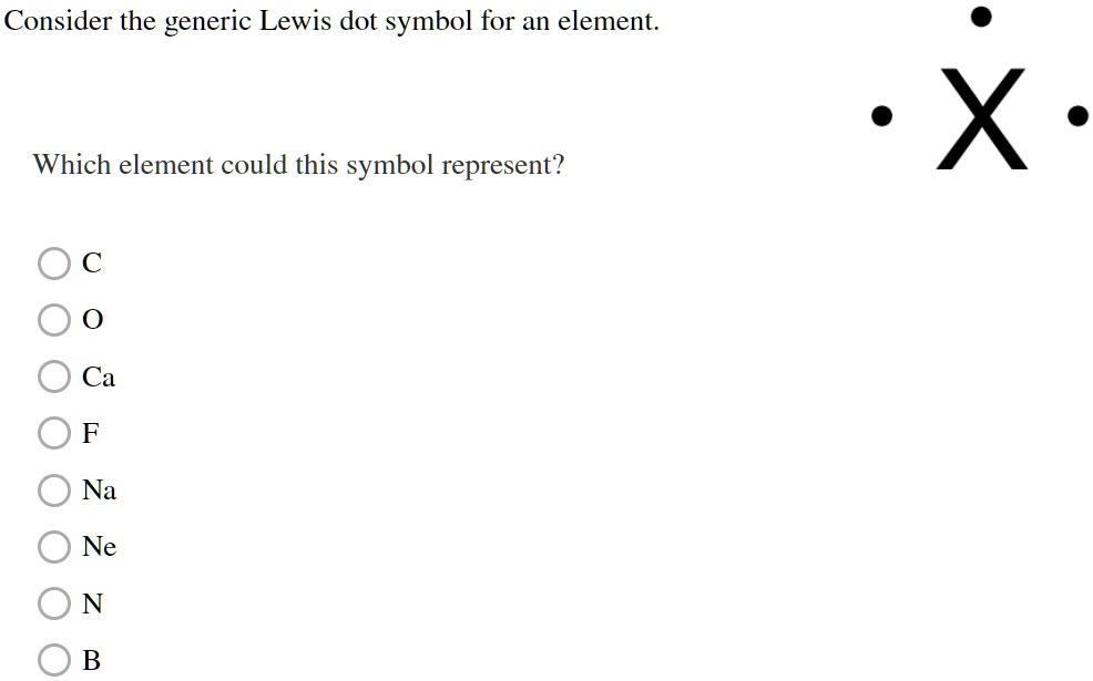 SOLVED: Consider the generic Lewis dot symbol for an element: Which ...