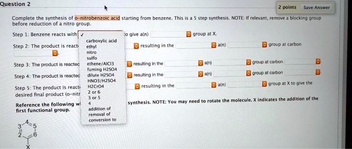 SOLVED: Question point Aneer Complete the synthesis of nitrobenzoic ...