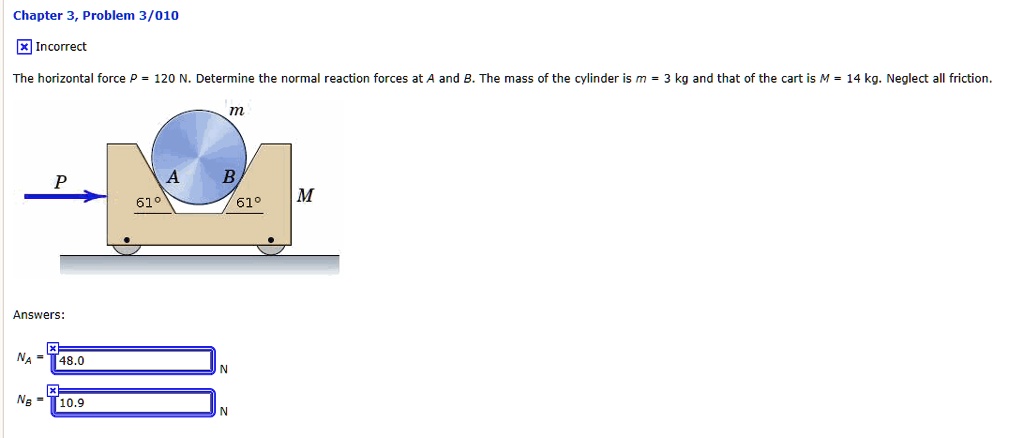 Chapter 3, Problem 3/010 ? Incorrect The horizontal force P = 120 N ...
