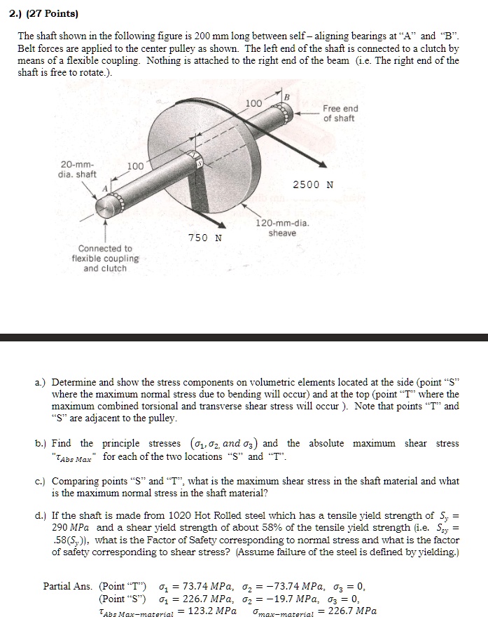 SOLVED: 2.) (27 Points) The shaft shown in the following figure is ...