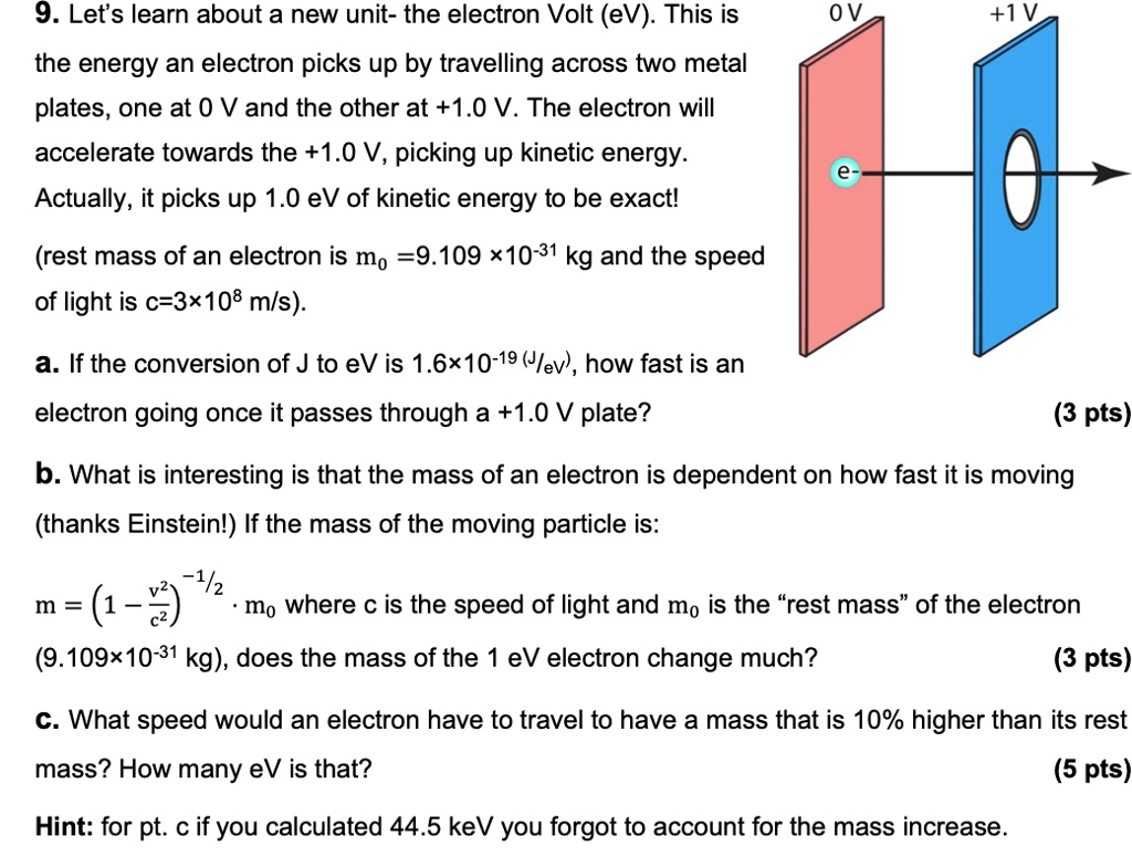 SOLVED: 9. Let's learn about a new unit- the electron Volt (eV). This ...