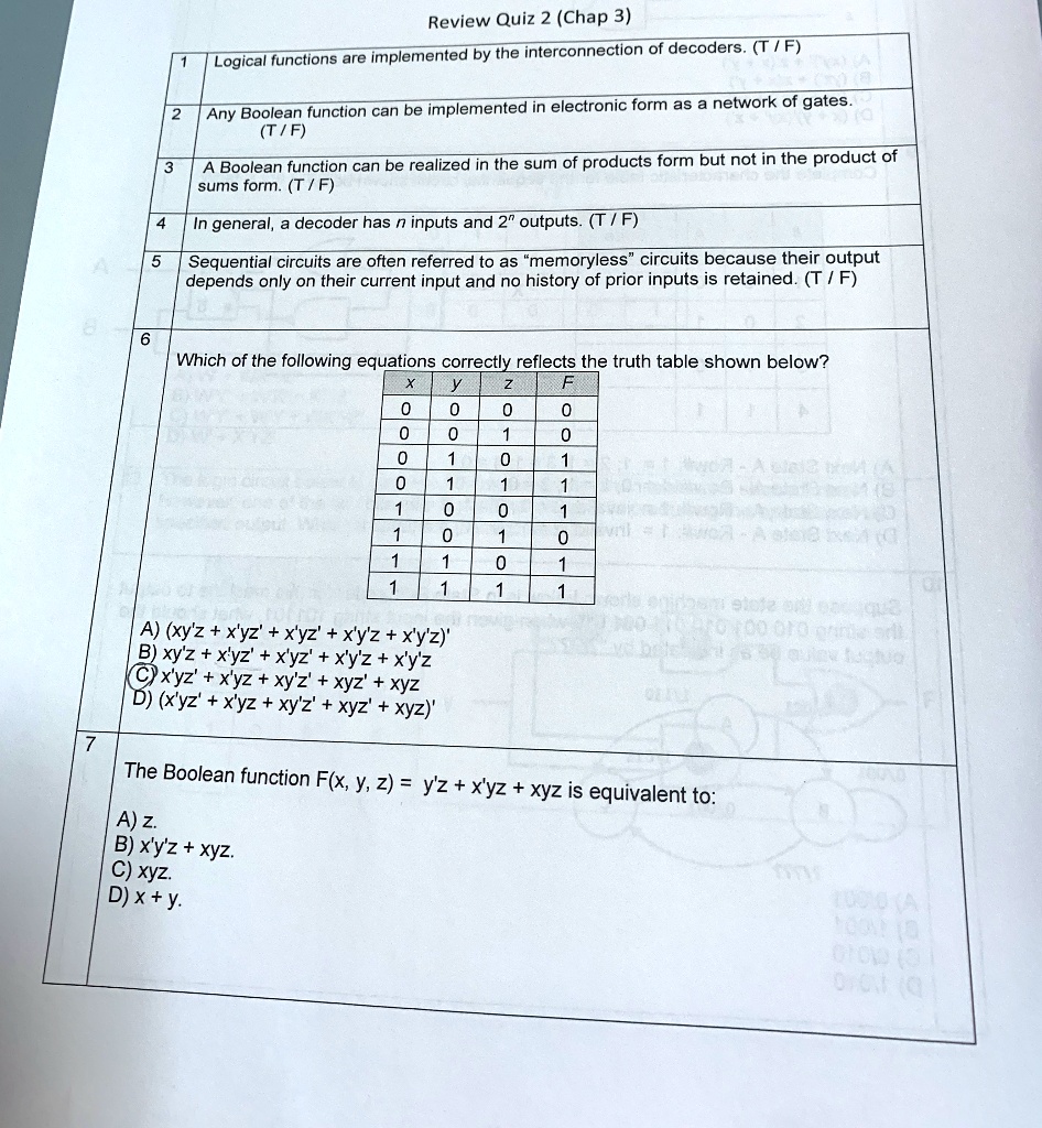 Solved Review Quiz 2chap 3 Logical Functions Are Implemented By The Interconnection Of 