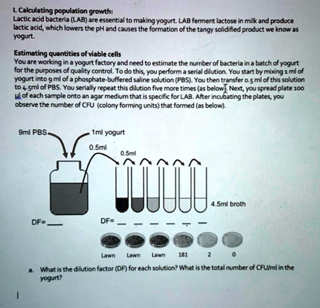 SOLVED:Cakulating population growth: Lactic acid bactena (LAB) are ...