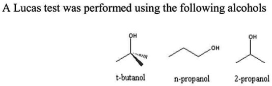 SOLVED: A Lucas test was performed using the following alcohols ...
