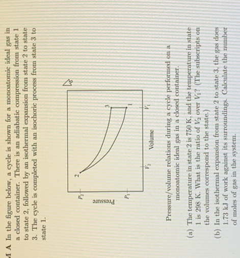 SOLVED: A In the figure below, a cycle is shown for a monoatomic ideal ...