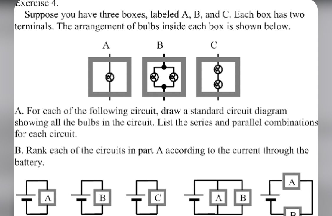 Exercise 4. Suppose you have three boxes, labeled A, B, and C. Each box ...