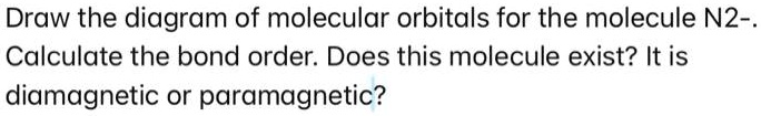 SOLVED: Draw the diagram of molecular orbitals for the molecule N2 ...