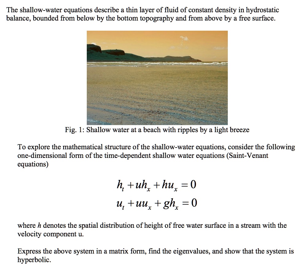 The shallow-water equations describe a thin layer of fluid of constant density in hydrostatic ...