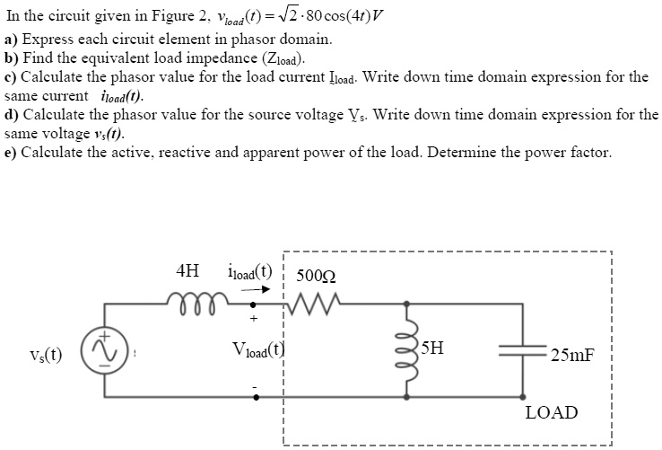 SOLVED: In the circuit given in Figure 2, v(t) = 2 - 80 cos(4t)V. a) Express each circuit ...
