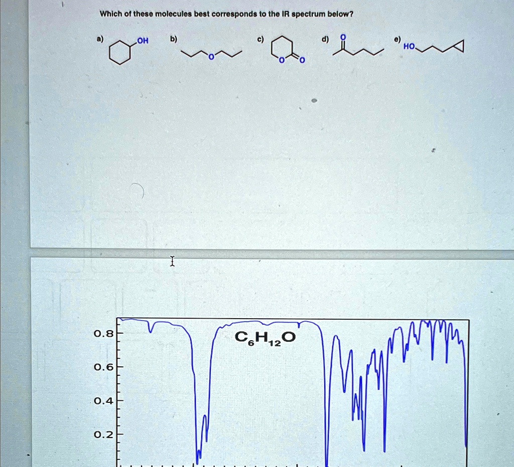 which of these molecules best corresponds to the ir spectrum below a b ...