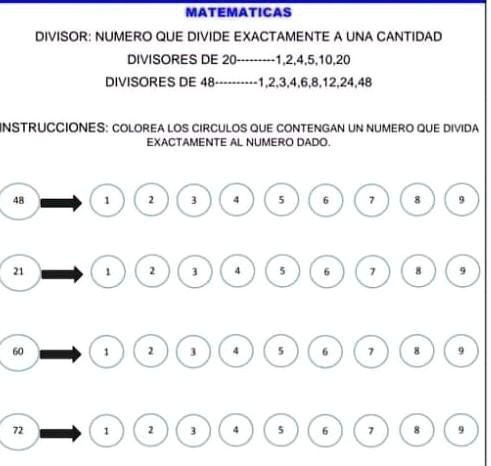 ayuda porfacuales coloreo matematicas divisor numero que divide ...