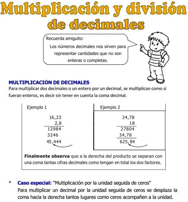 SOLVED: Multiplicación y divicion de decimales PDF RESUELTO ...