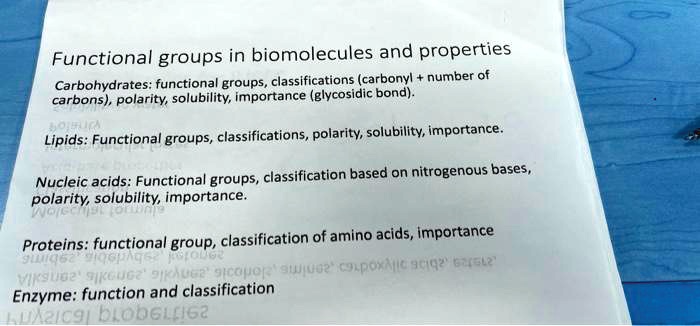 Functional groups in biomolecules and properties Carbohydrates ...