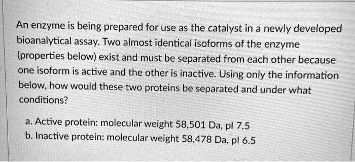 SOLVED: An enzyme is being prepared for use as the catalyst in a newly ...