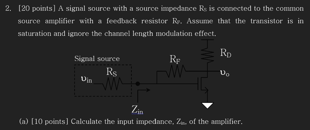 SOLVED: A signal source with a source impedance Rs is connected to the ...