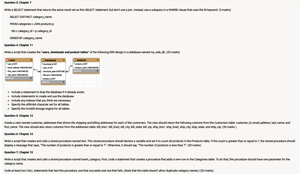 question 3 chapter 7 write a select statement that returns the same result set as this select ...