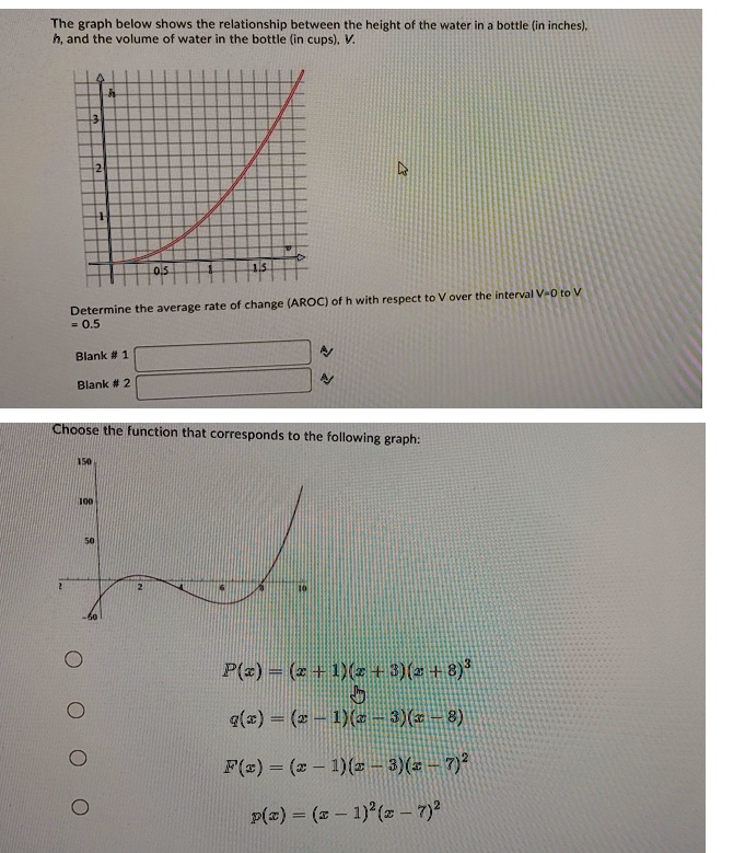 the graph below shows the relationship between the height the water in ...