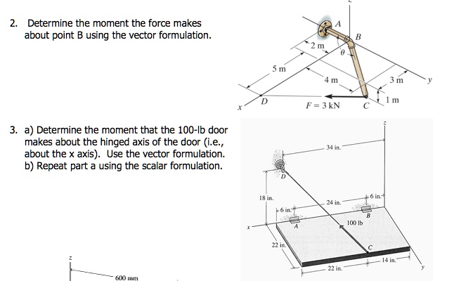 SOLVED: 2. Determine the moment the force makes about point B using the vector formulation. = 3 ...