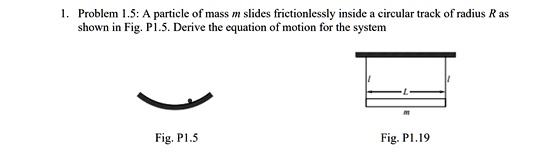 1. Problem 1.5: A particle of mass m slides frictionlessly inside a circular track of radius R ...