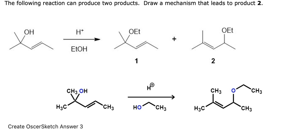 SOLVED: The following reaction can produce two products: Draw a mechanism that leads to product ...