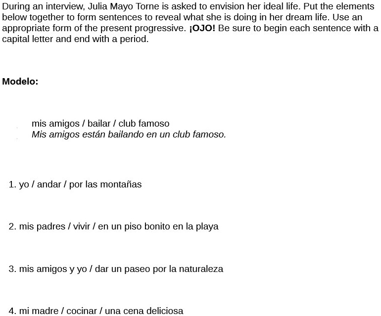 During an interview, Julia Mayo Torne is asked to envision her ideal ...