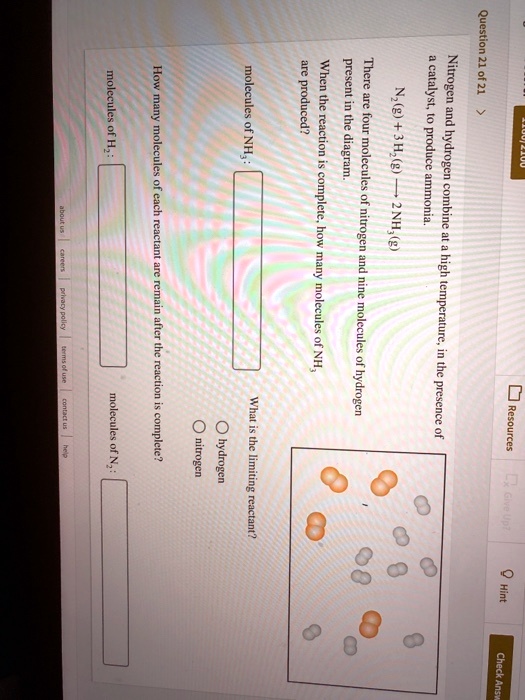 SOLVED: Question 21 molccuic: How many molecules There a catalyst, Nitrogen . are 2 2 produced ...