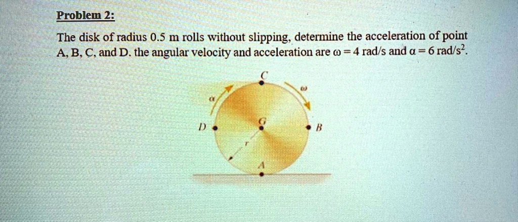 SOLVED: The disk of radius 0.5 m rolls without slipping. Determine the acceleration of points A ...