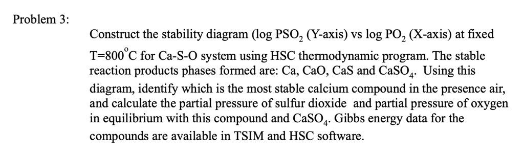 SOLVED: Problem 3: Construct the stability diagram (log PSO, (Y-axis ...