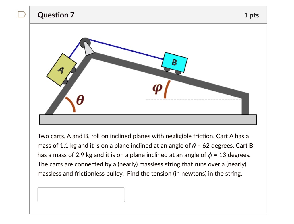 SOLVED: Question 7 1 pts B Two carts, A and B, roll on inclined planes ...