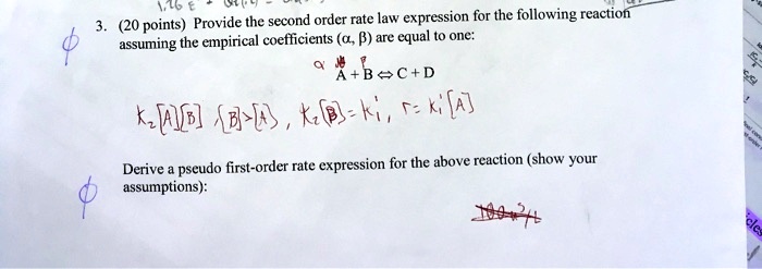 20 points provide the second order rate law expression for the ...