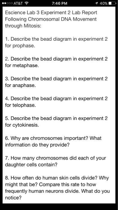 Solved At 846 Pm 40 Escience Lab 3 Experiment 2 Lab Report Following Chromosomal Dna