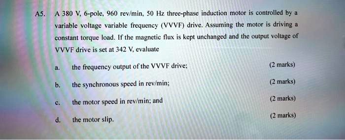 SOLVED: A 380 V, 6-pole, 960 rev/min, 50 Hz three-phase induction motor ...