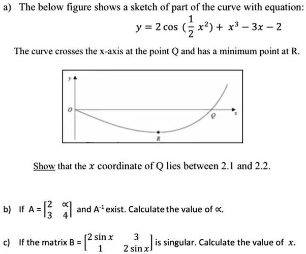 SOLVED: The below figure shows a sketch of part of the curve with equation: y = 2cos (2 x2) + x ...