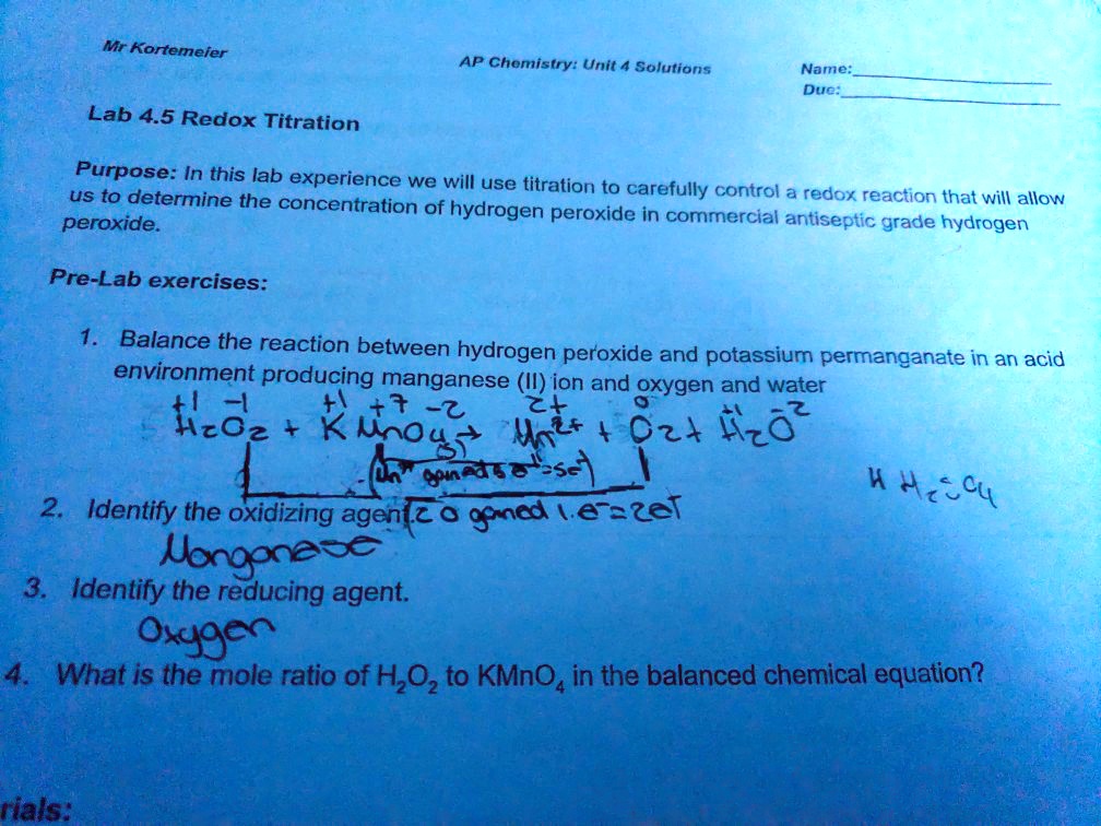 SOLVED: Mr Kortemefer AP Chomistry: Unit 4 Solutions Name: Duc: Lab 4.5 ...
