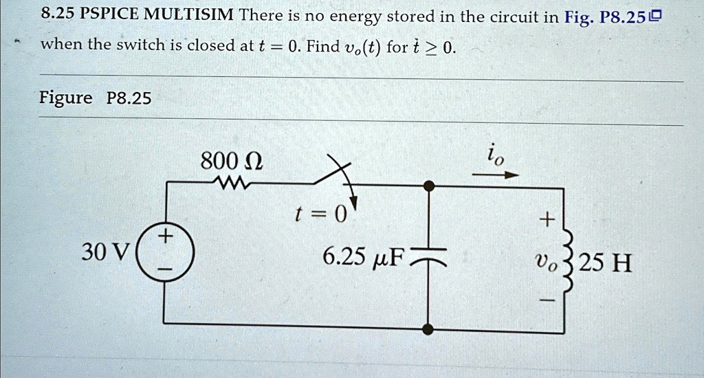 8.25 PSPICE MULTISIM There is no energy stored in the circuit in Fig ...