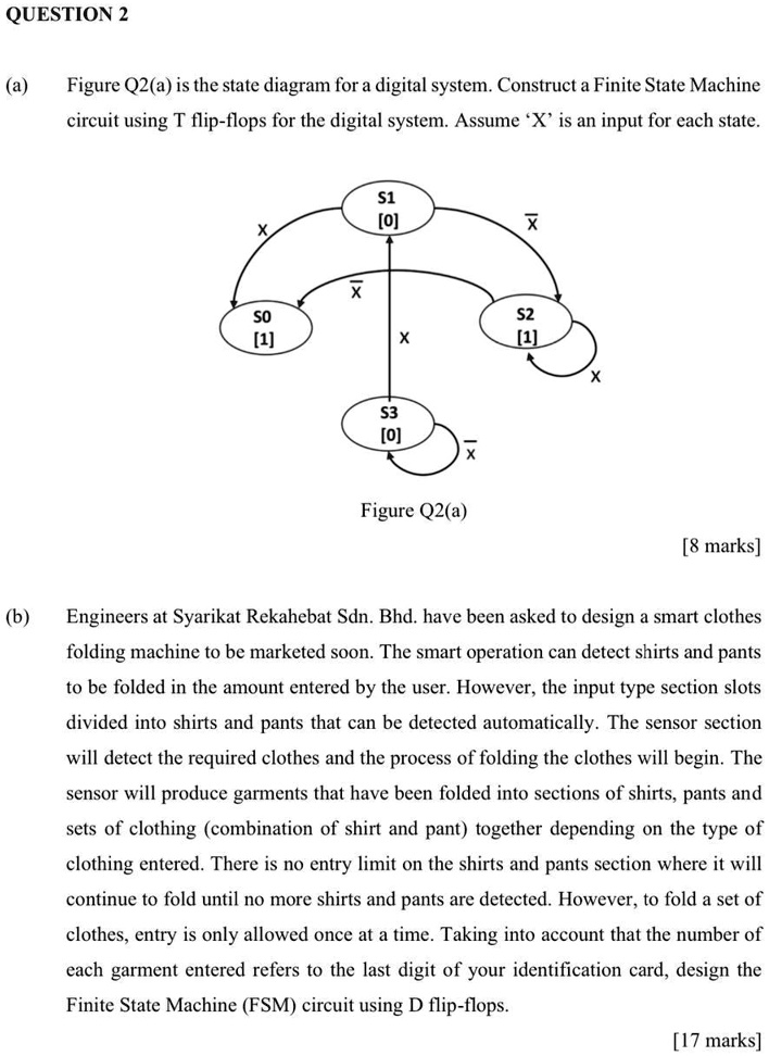 SOLVED: QUESTION 2 (a) Figure Q2(a) is the state diagram for a digital system. Construct a ...