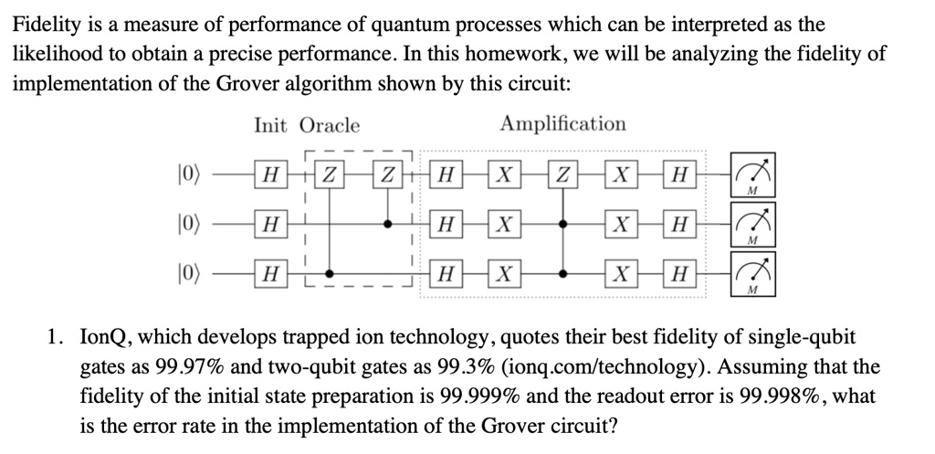 SOLVED: Fidelity is a measure of the performance of quantum processes ...
