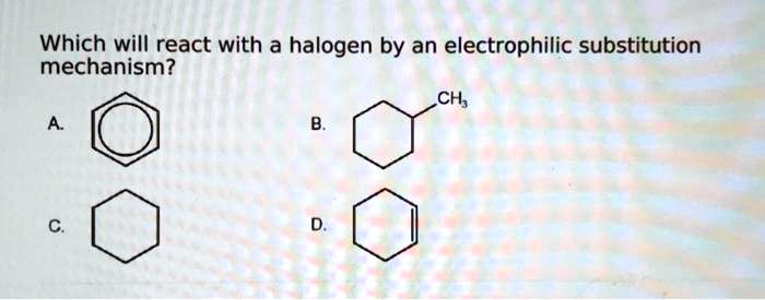 Solved Which Will React With A Halogen By An Electrophilic 3625