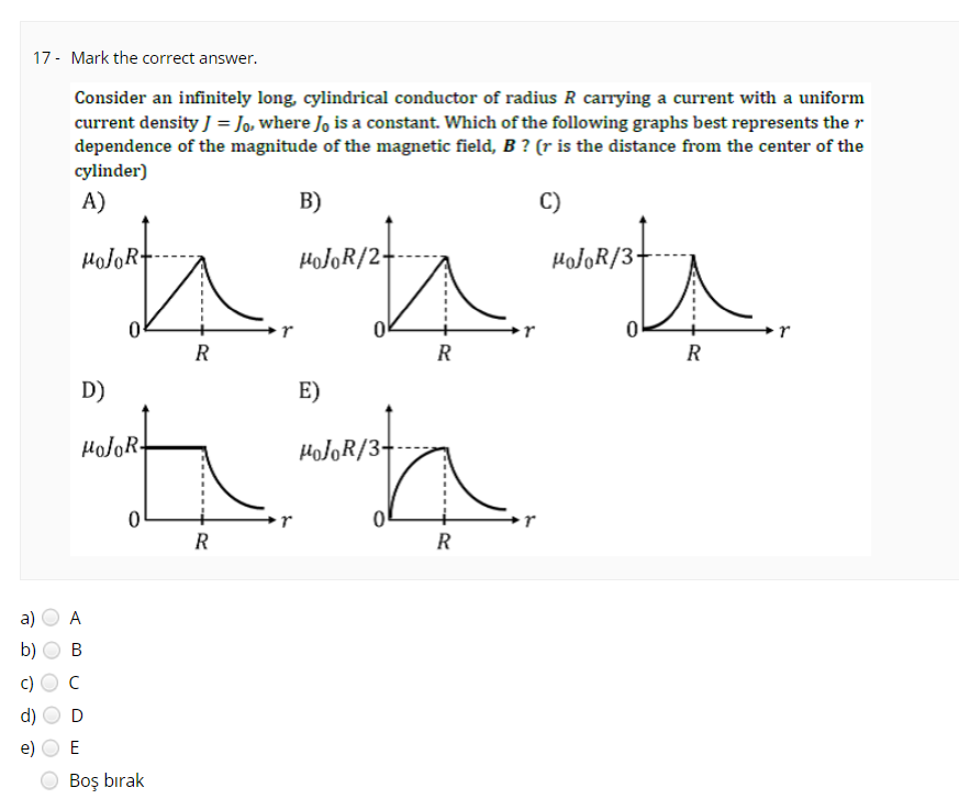 SOLVED: 17 - Mark the correct answer. Consider an infinitely long, cylindrical conductor of ...