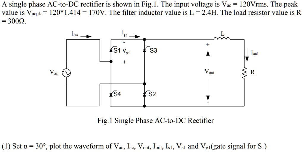 A single phase AC-to-DC rectifier is shown in Fig. 1. The input voltage ...