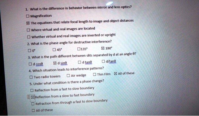 the difference in behavior between mirror and lens optics what ...
