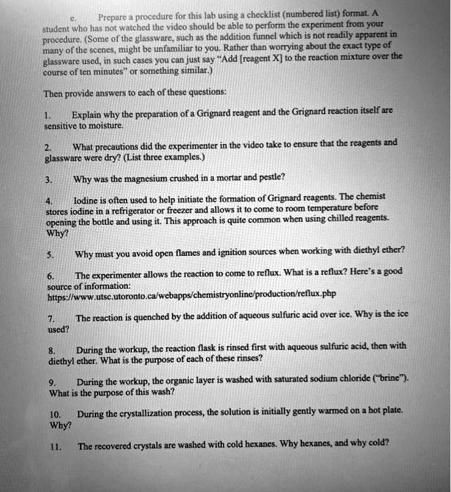 SOLVED: Prepare a procedure for this lab using a checklist (numbered ...