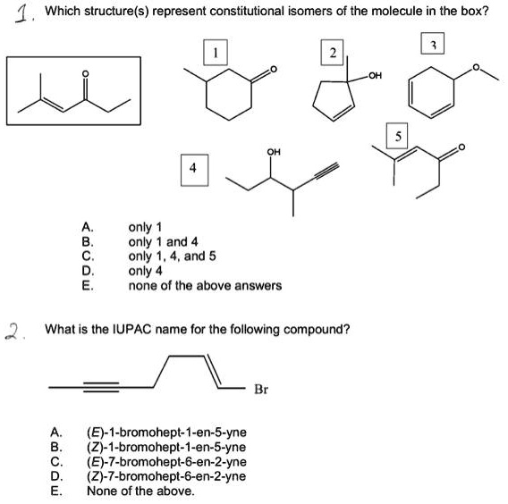 SOLVED: 1 Which structure(s) represent constitutional isomers of the ...