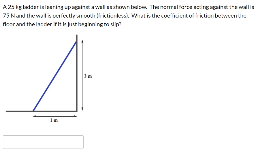 a 25 kg ladder is leaning up against a wall as shown below the normal ...