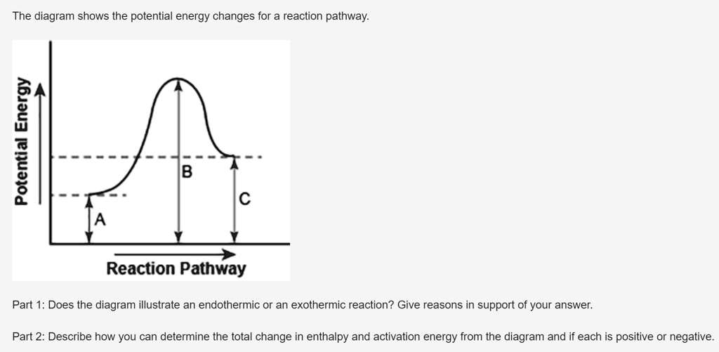 the diagram shows the potential energy changes for a reaction pathway 1 ...
