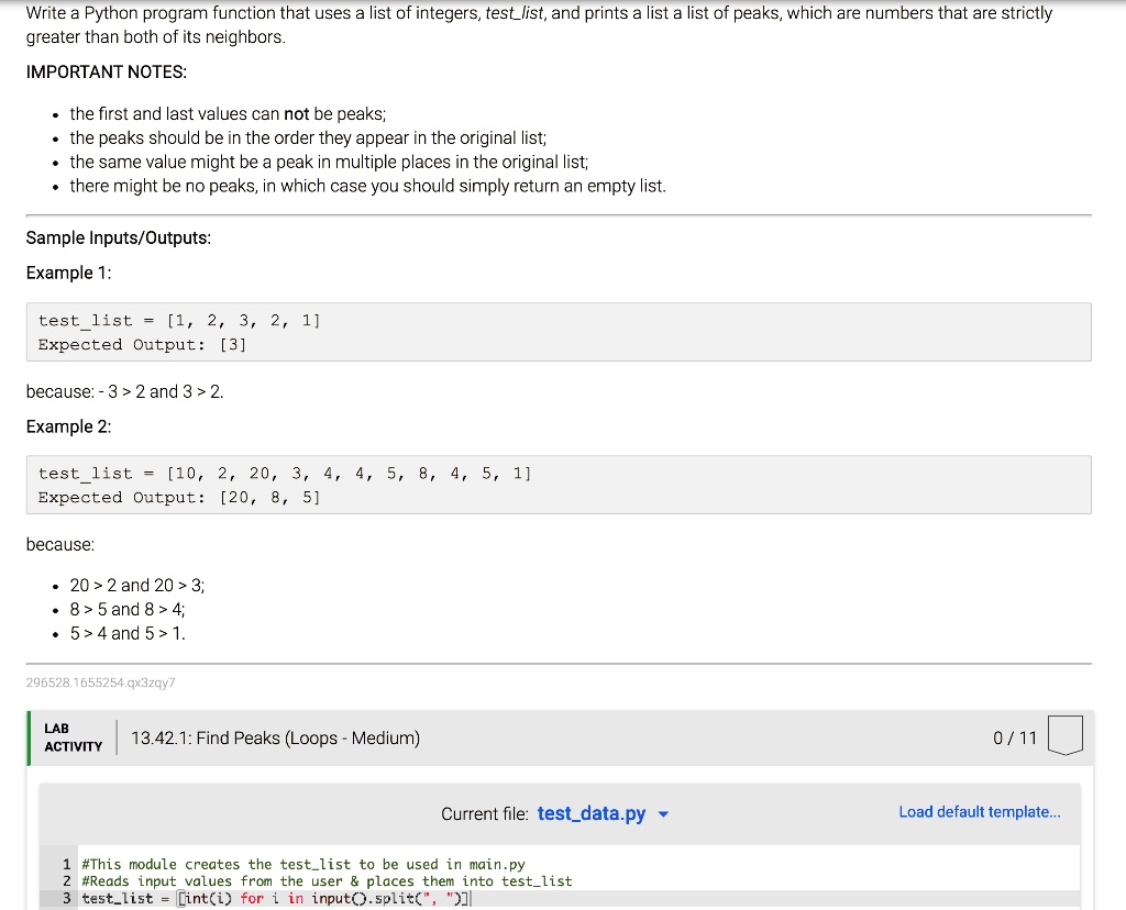 Solved Title Python Program To Find Peaks In A List Of Integers Write A Python Program 3011
