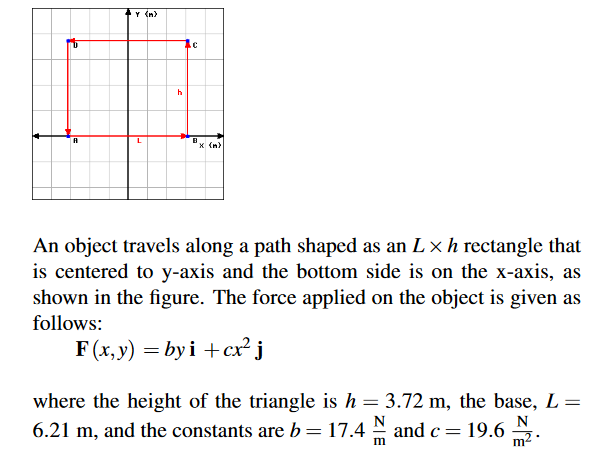 SOLVED: An object travels along a path shaped as an L × h rectangle that is centered to y-axis ...
