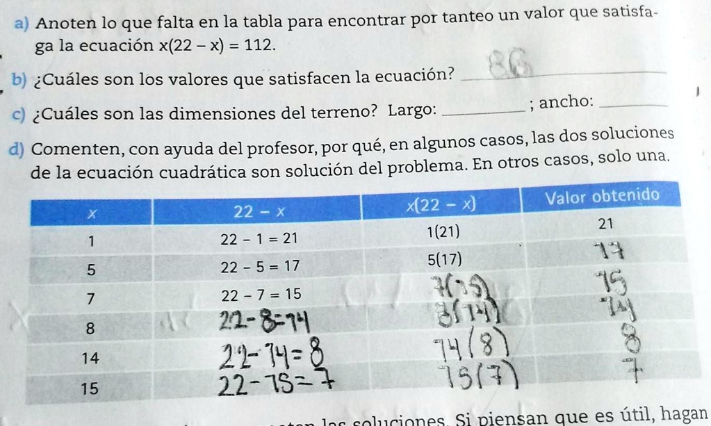 SOLVED: anoten lo que falta la tabla para encontrar por tanteo un valor ...