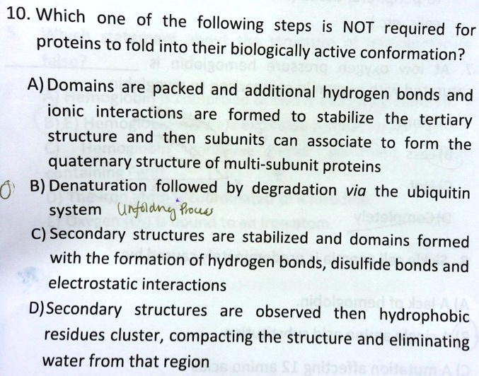 SOLVED: 10. Which one of the following steps is NOT required for ...